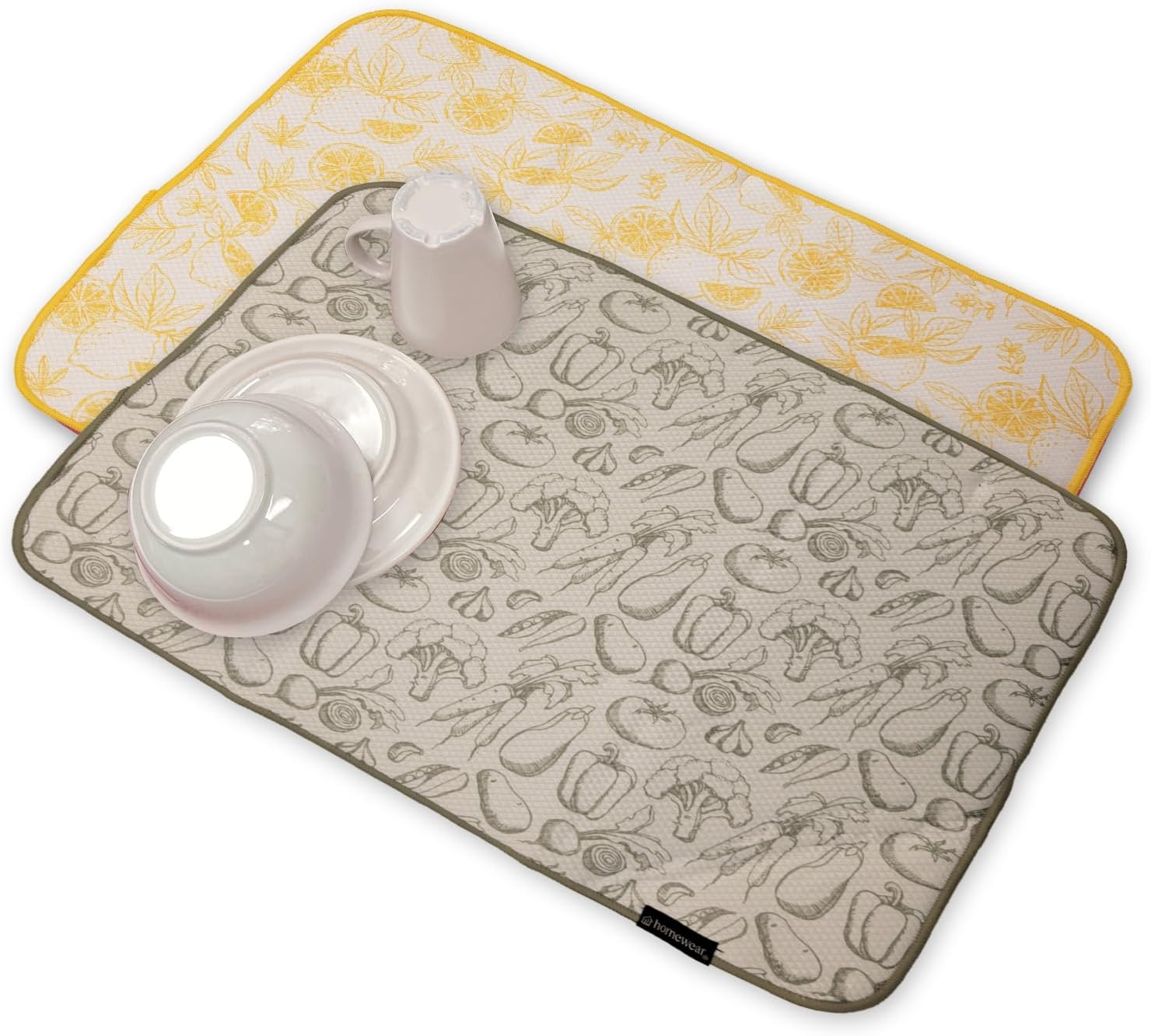 Amazon.com: Homewear 2 Pack Printed Dish Drying Mats for Kitchen, Super ...