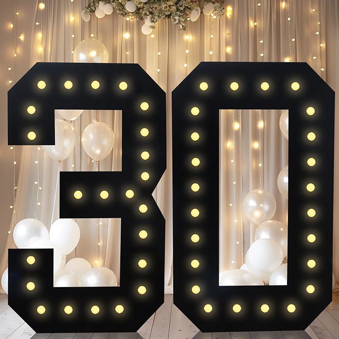 Amazon.com: 4FT Marquee Light Up Numbers, Black Giant Marquee Number ...