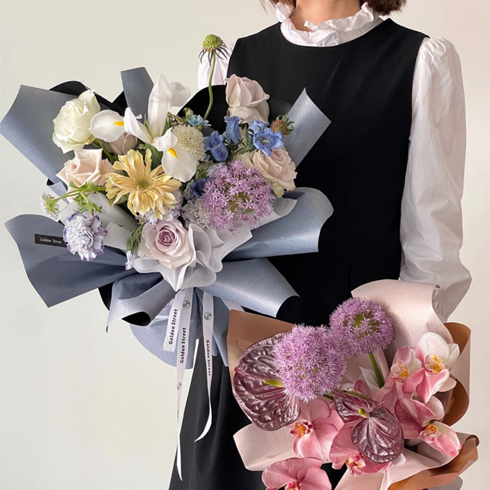 Snapklik.com : Banxidi Korean Dotted Star Matte Paper Floral Wrapping ...