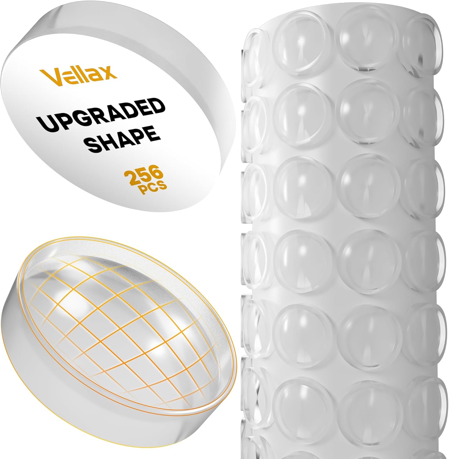 Vellax Premium Cabinet Door Bumpers – 256 Pcs Clear Self-Adhesive Pads ...