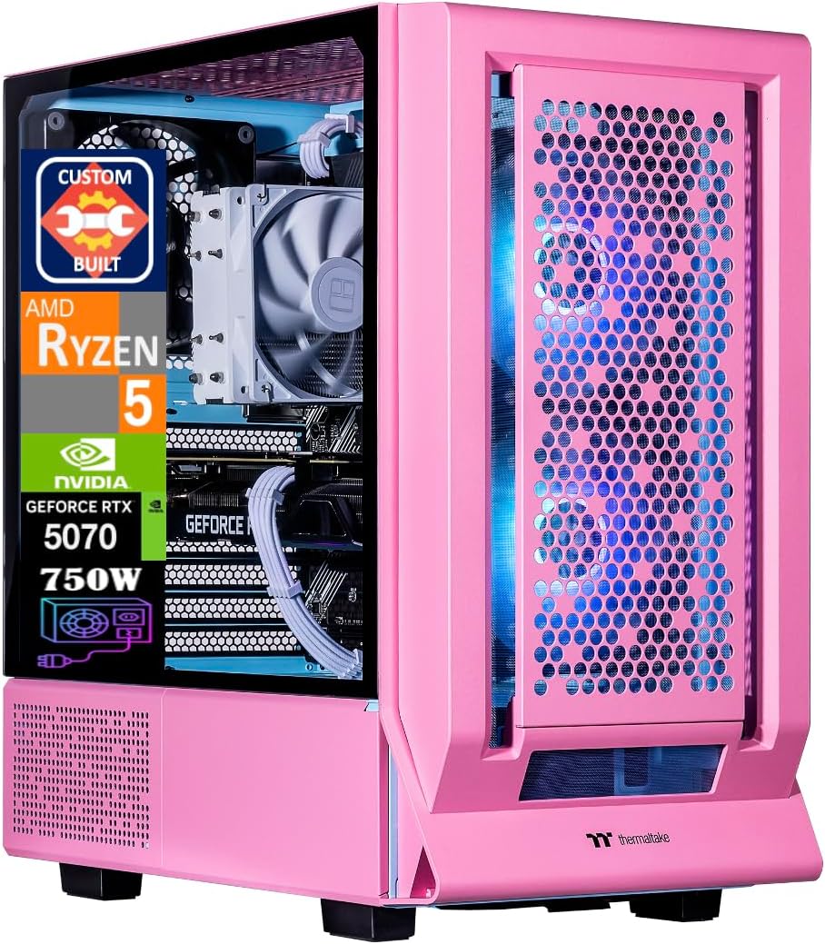 Amazon.com: Velztorm Pink Fultix Gaming Desktop PC (AMD Ryzen 5-5500 ...