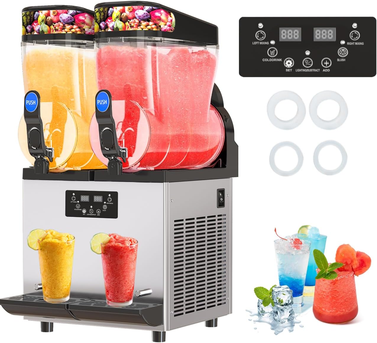 Amazon.com: Commercial Slushy Machine, 15L x 2 Double Tank Frozen Drink ...