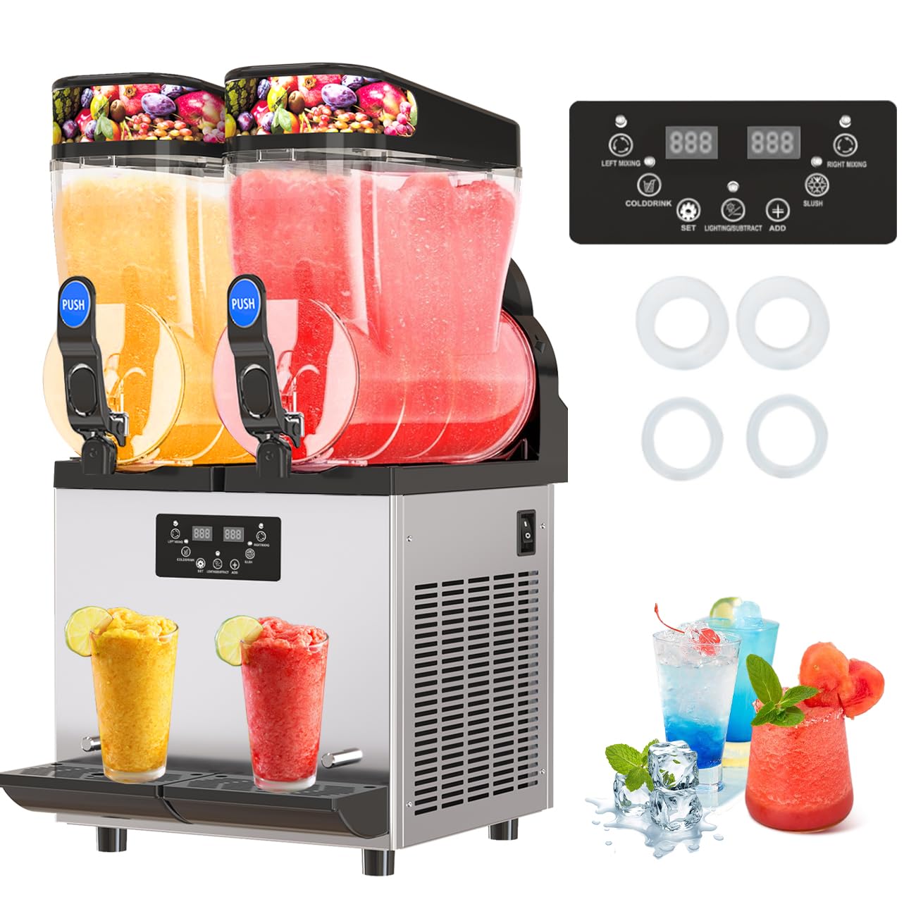 Amazon.com: Commercial Slushy Machine, 15L x 2 Double Tank Frozen Drink ...