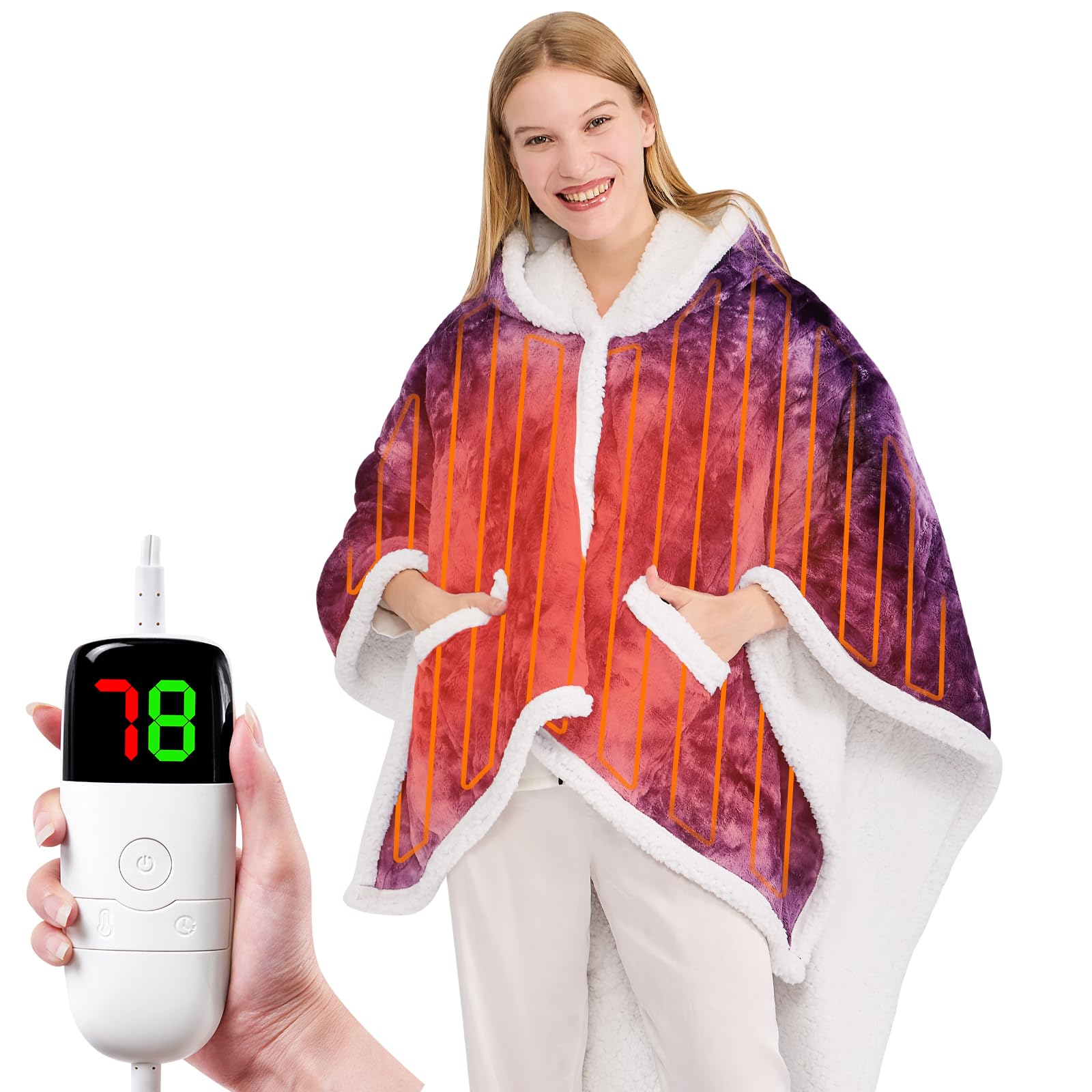 Amazon.com: Wearable Heated Throw Blanket Electric Shawl-Heated Wrap ...