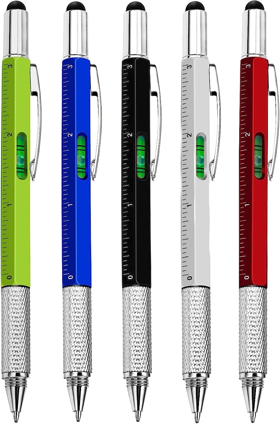 6 in 1 Multi Tool Ballpoint Pen 5 Pack Stocking Filler Gift Pen for Men ...