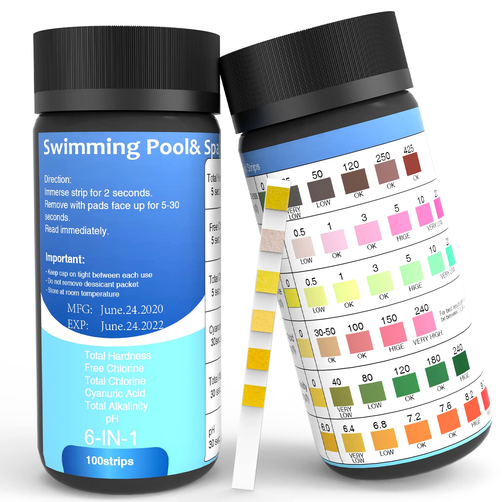 Buy Pool Test Strips, 6 Way Spa and Hot Tub Test Strips 100 Pool ...