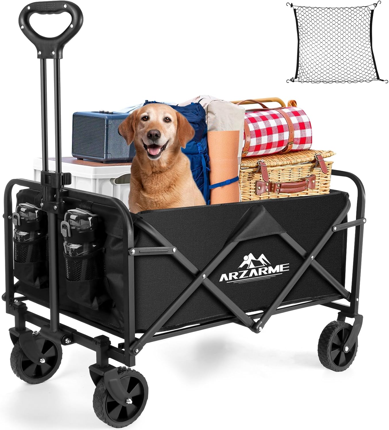 Amazon.com : Arzarme Wagons Carts Foldable with Cargo Net&Adjustable ...