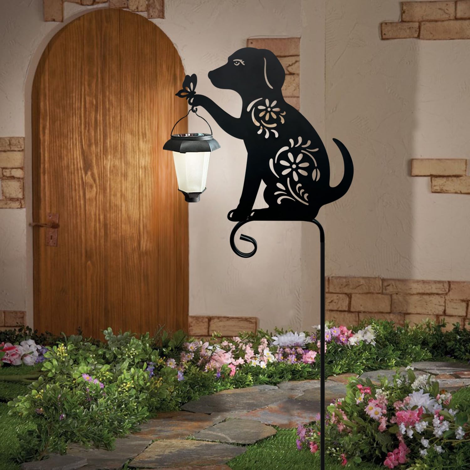 Amazon.com: Hokfirm Dog Solar Lights Outdoor Garden,Black Dog Statues ...