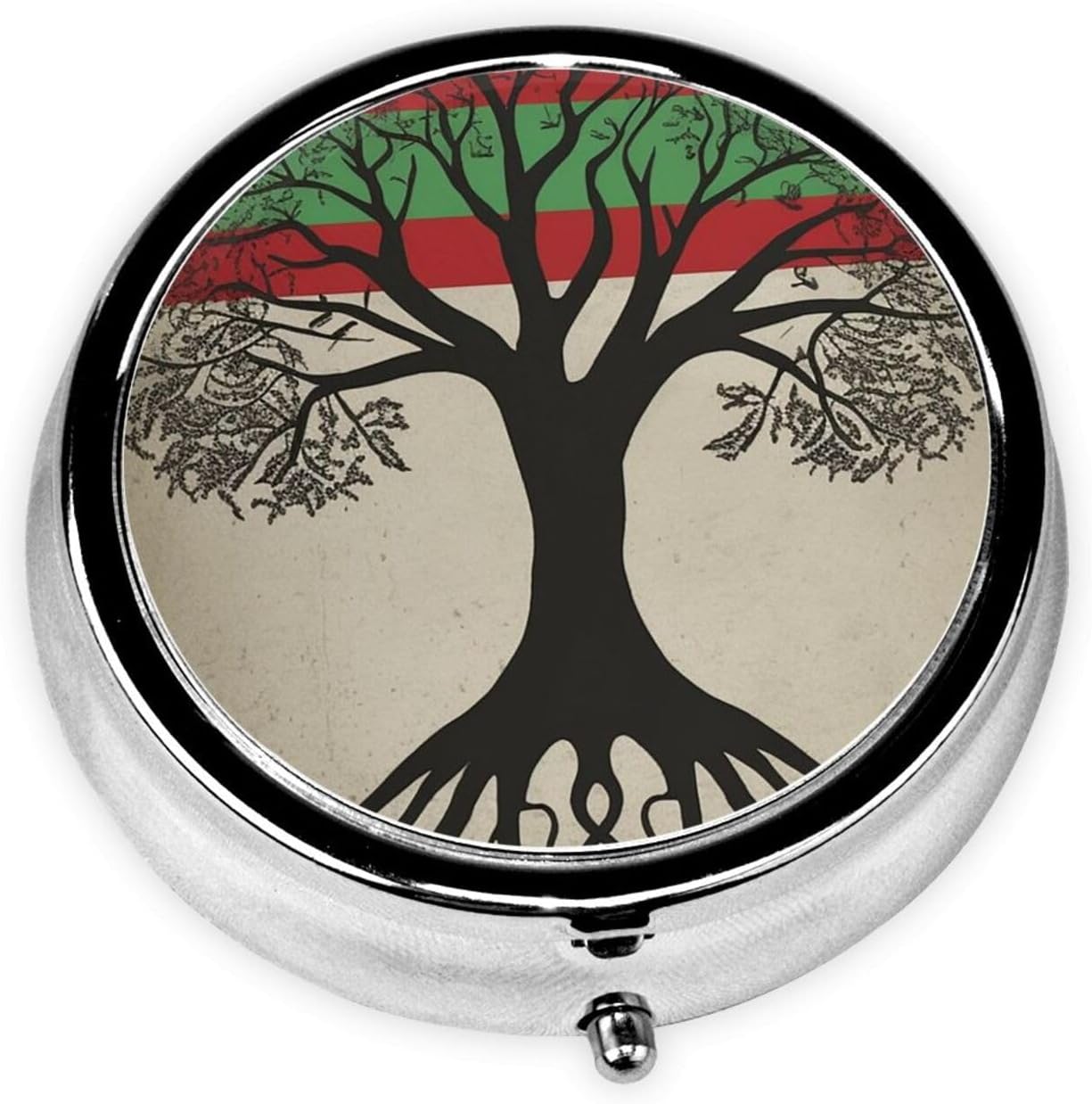 Tree of Life Palestinian Flag Print Round Pill Box 3 Compartment ...