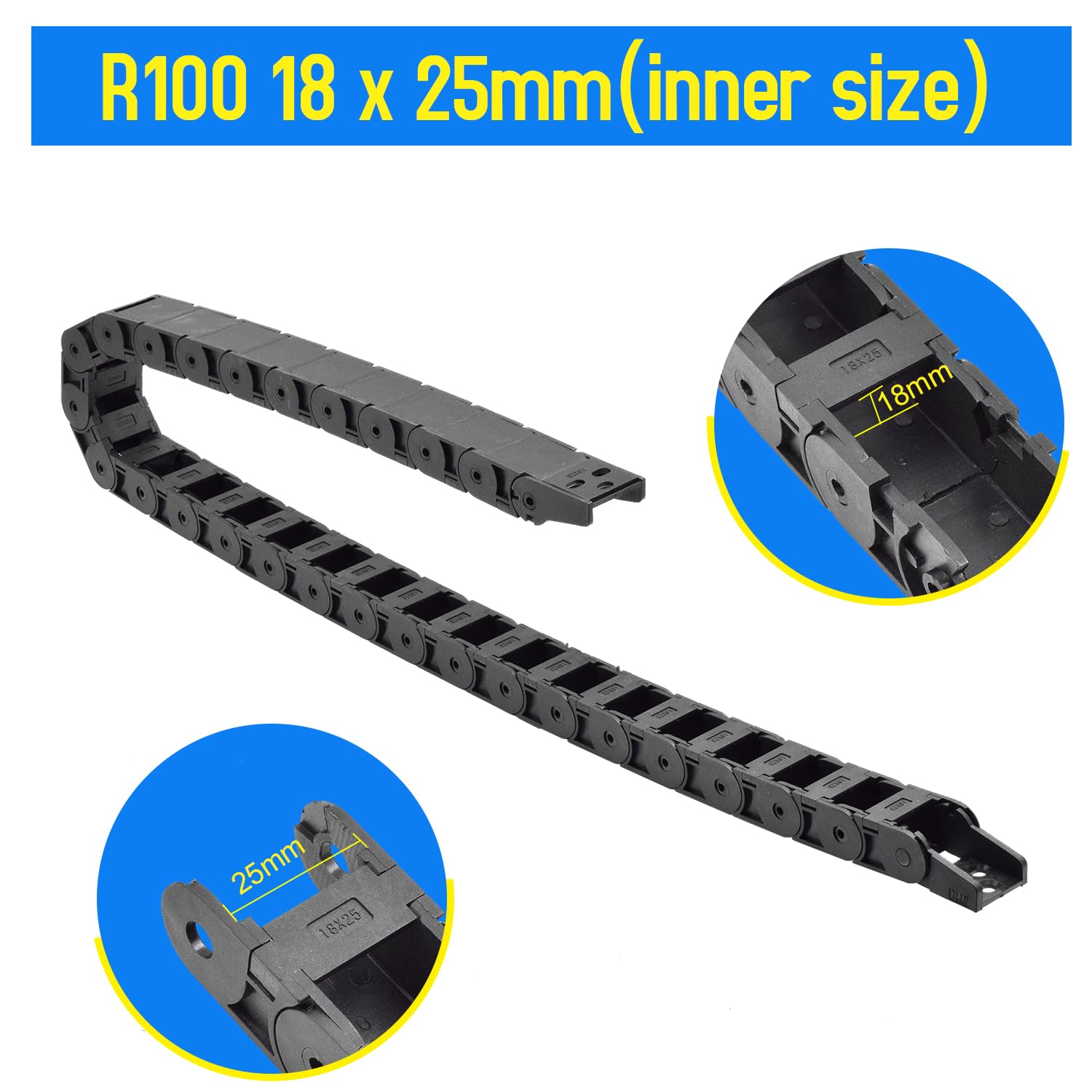 Snapklik.com : 39.3 Inch Plastic Drag Chain Cable Carrier, 1m Semi Wire ...