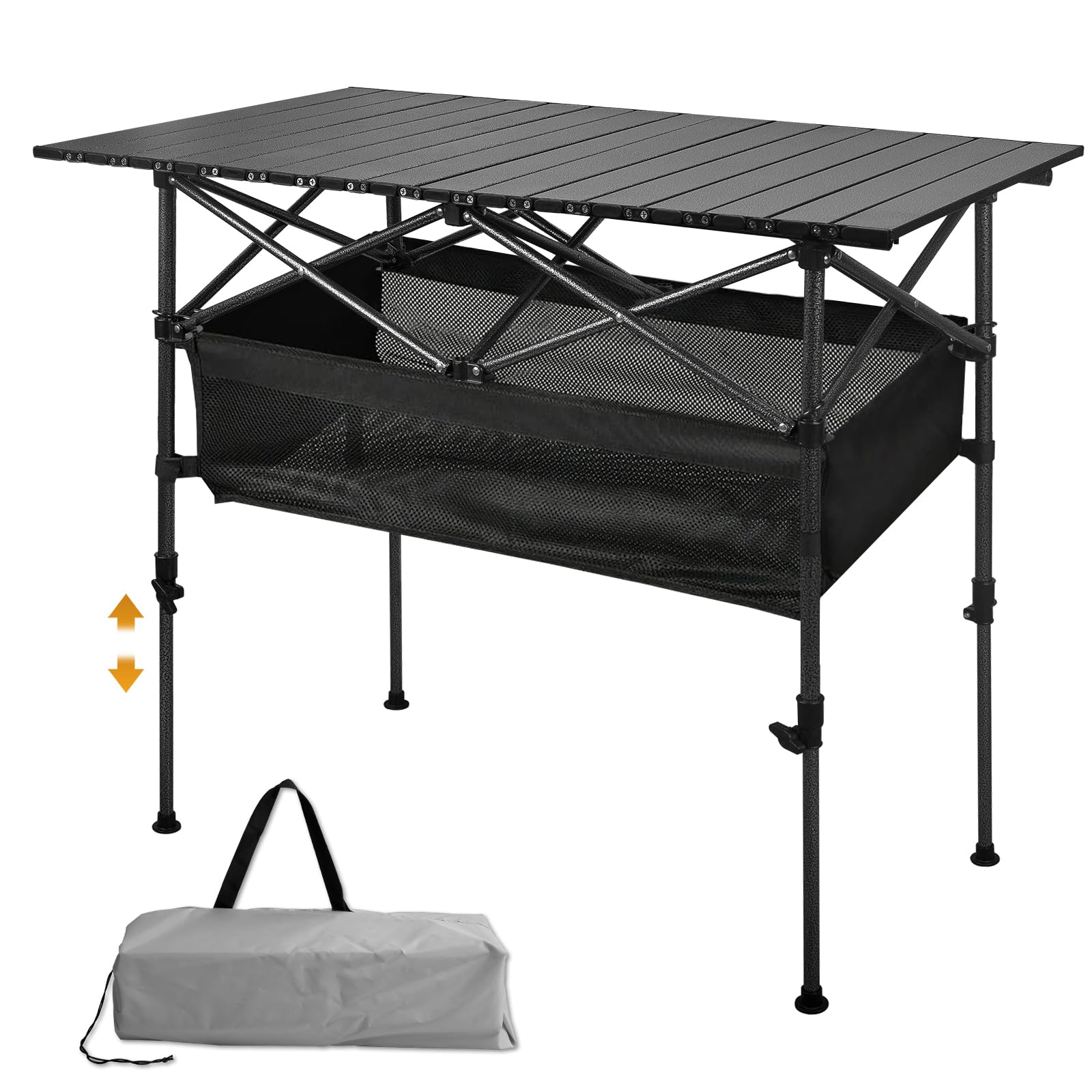 Amazon.com: Audoyon Folding Camping Table, Outdoor Roll-up Table Height ...