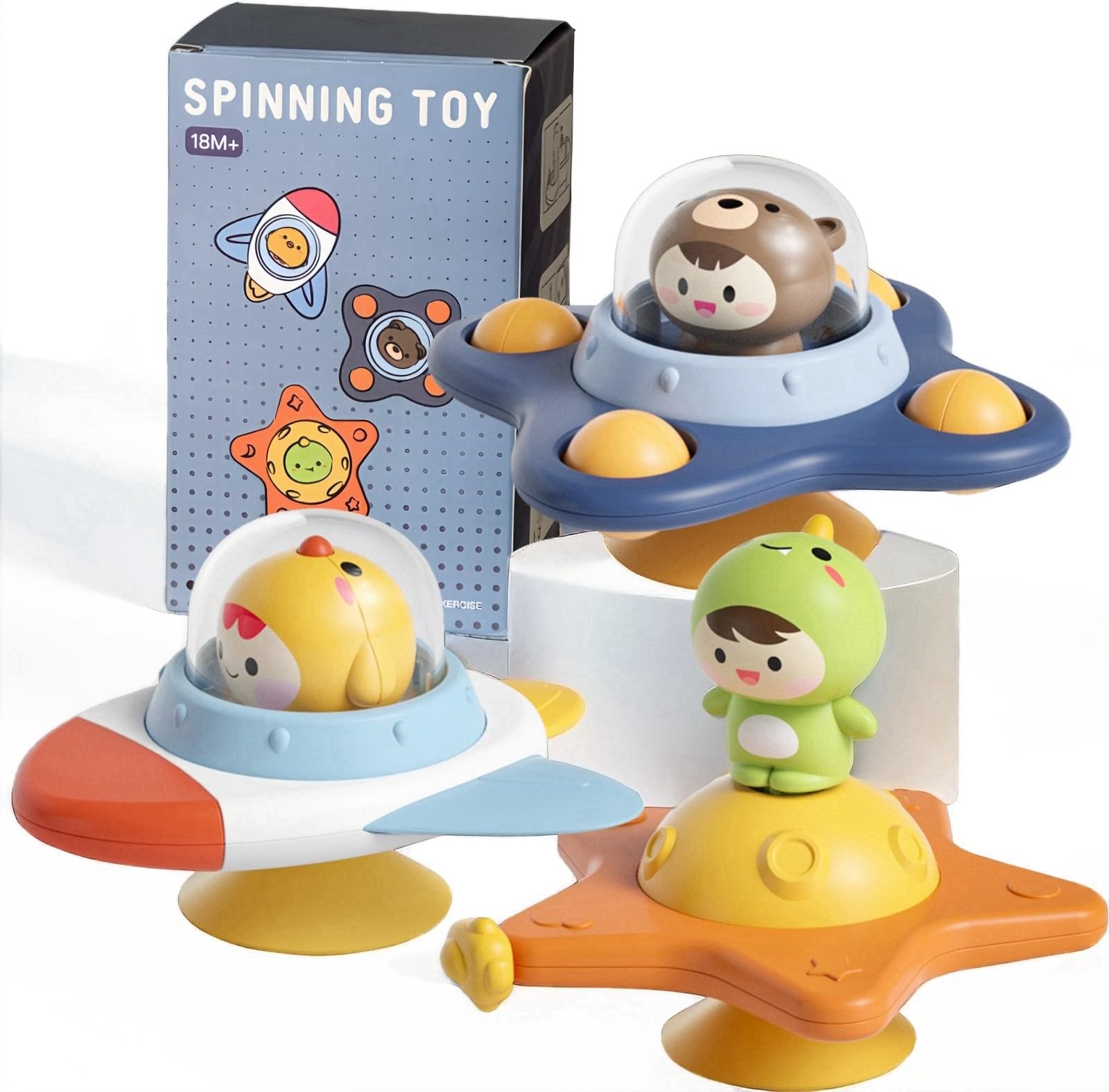 Zenymee Suction Cup Spinner Toys for Boy and Girl, Baby Bath Toys ...