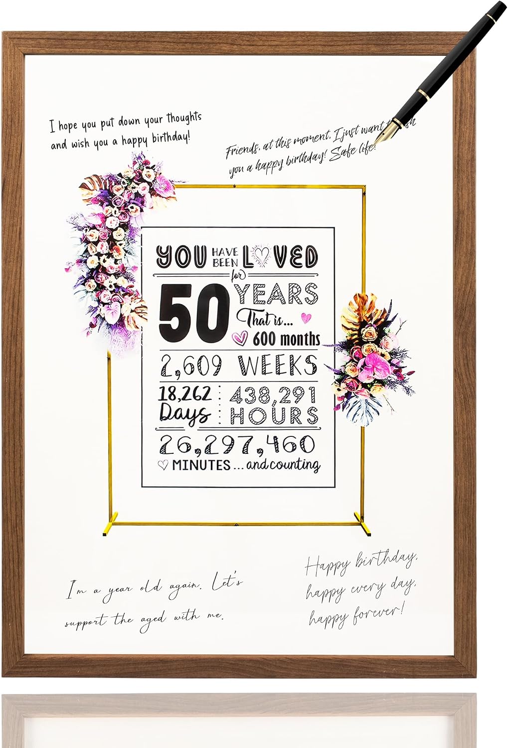 Amazon.com - JUSTOTRY 50th Birthday Decorations Frame - 50 Birth 16x12 ...