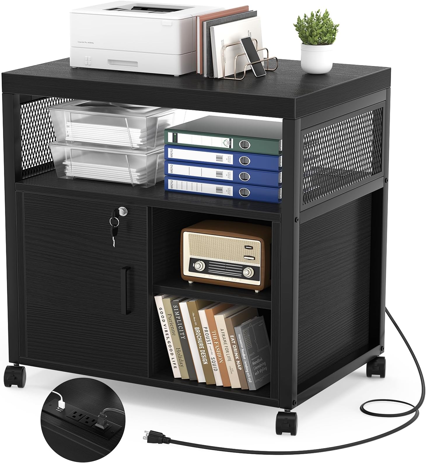 Amazon.com: Uniheim File Cabinet with Drawers and Shelves,Mobile ...