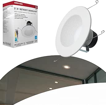 Satco S11883 5-6" LED Downlight Retrofit, Deep Baffle, 8W/10.5W/13.5W ...