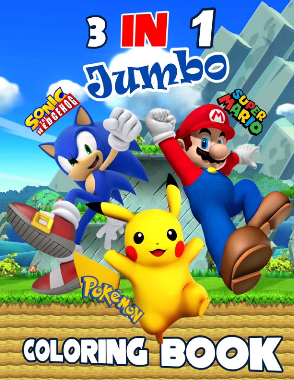 Buy Marió, Sónic The Hedgehog ,Pokémon 3 in 1 Coloring Book for Kids ...
