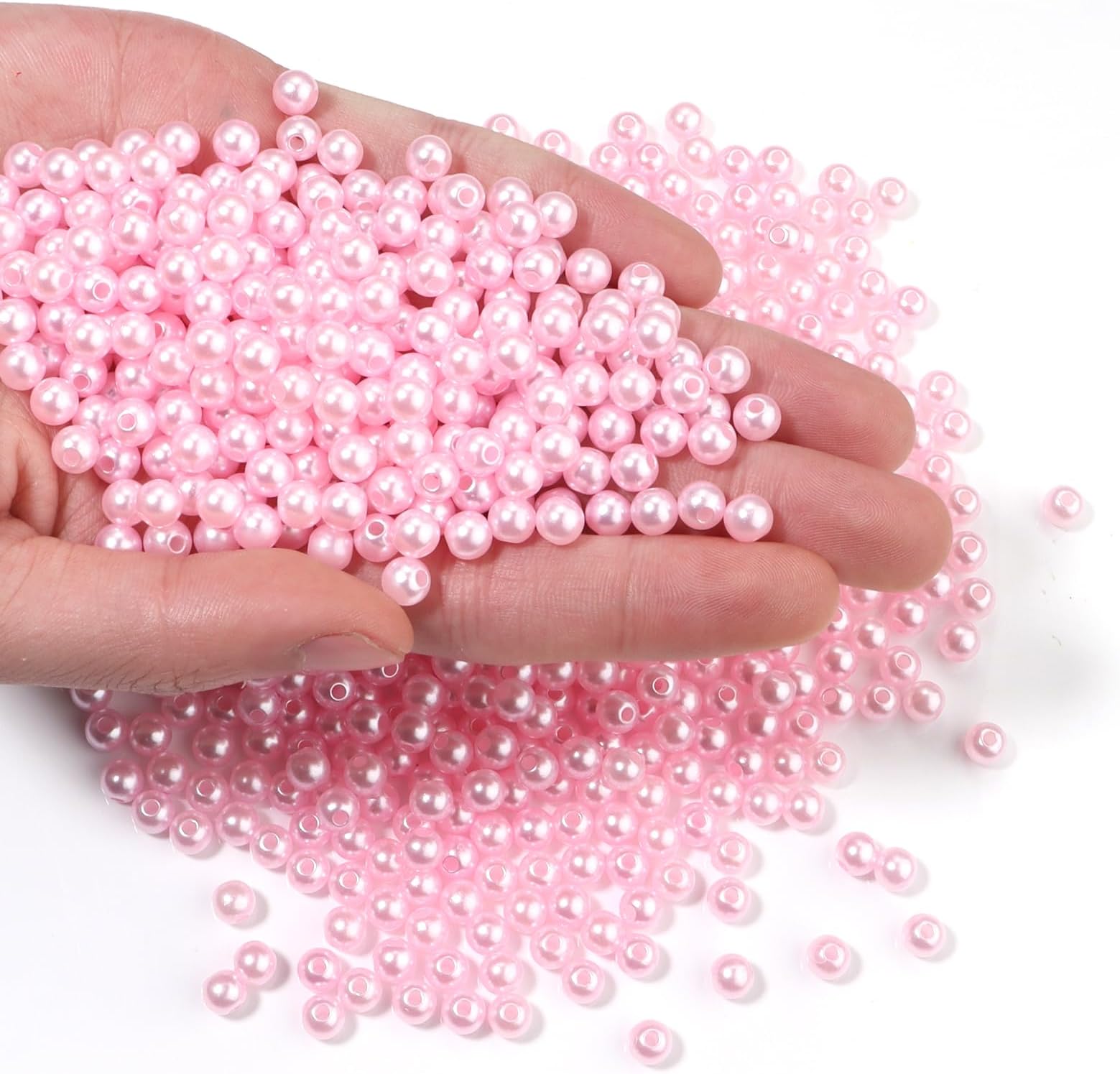 Amazon.com: 1000 Pack 6mm Pink Beads Plastic Pearl Beads Round Pearls ...