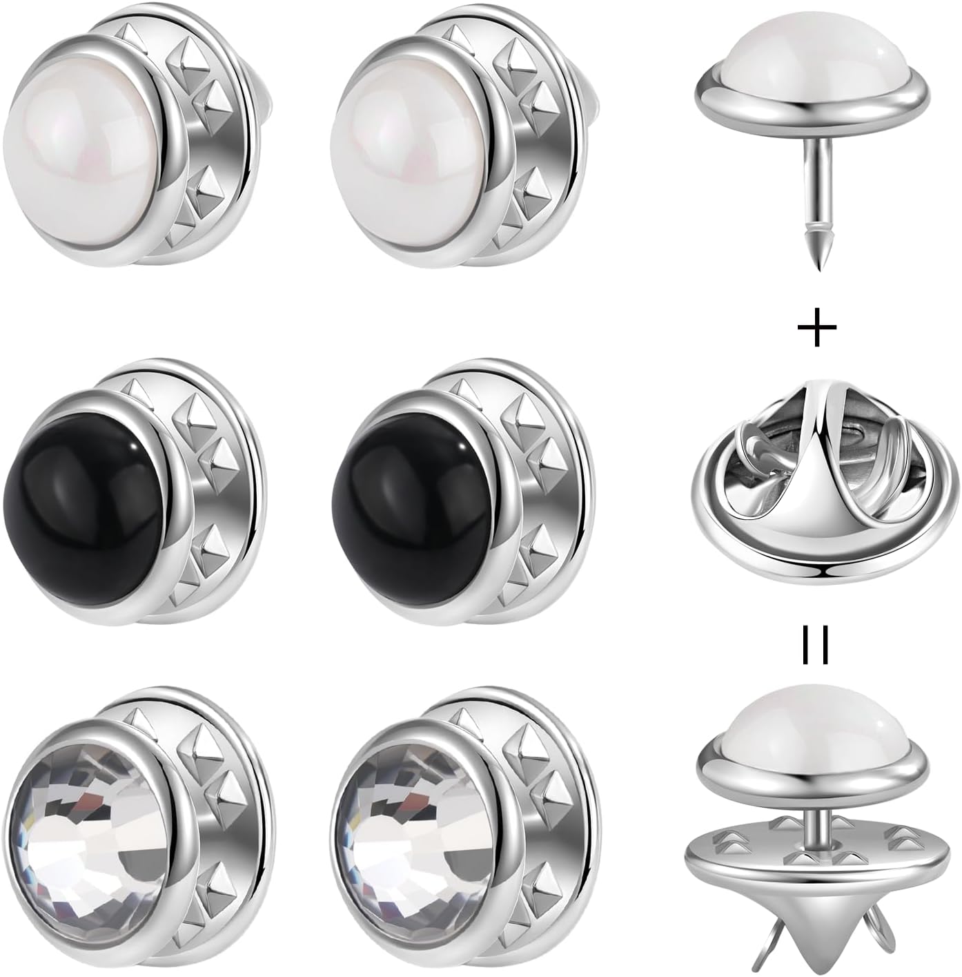 Amazon.com: ZLMCUJE 6 Pcs 10mm Mini No Sew Black Buttons Brooch Pins ...