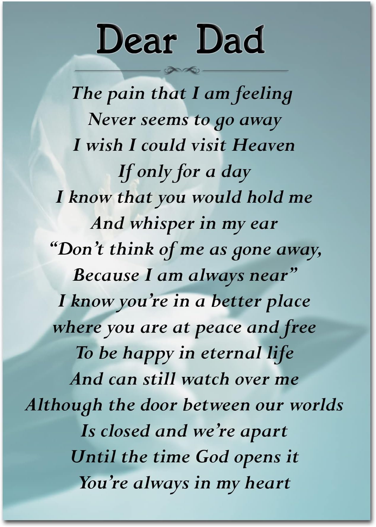Dad In Heaven Memorial Graveside Poem Keepsake Card Includes Free ...