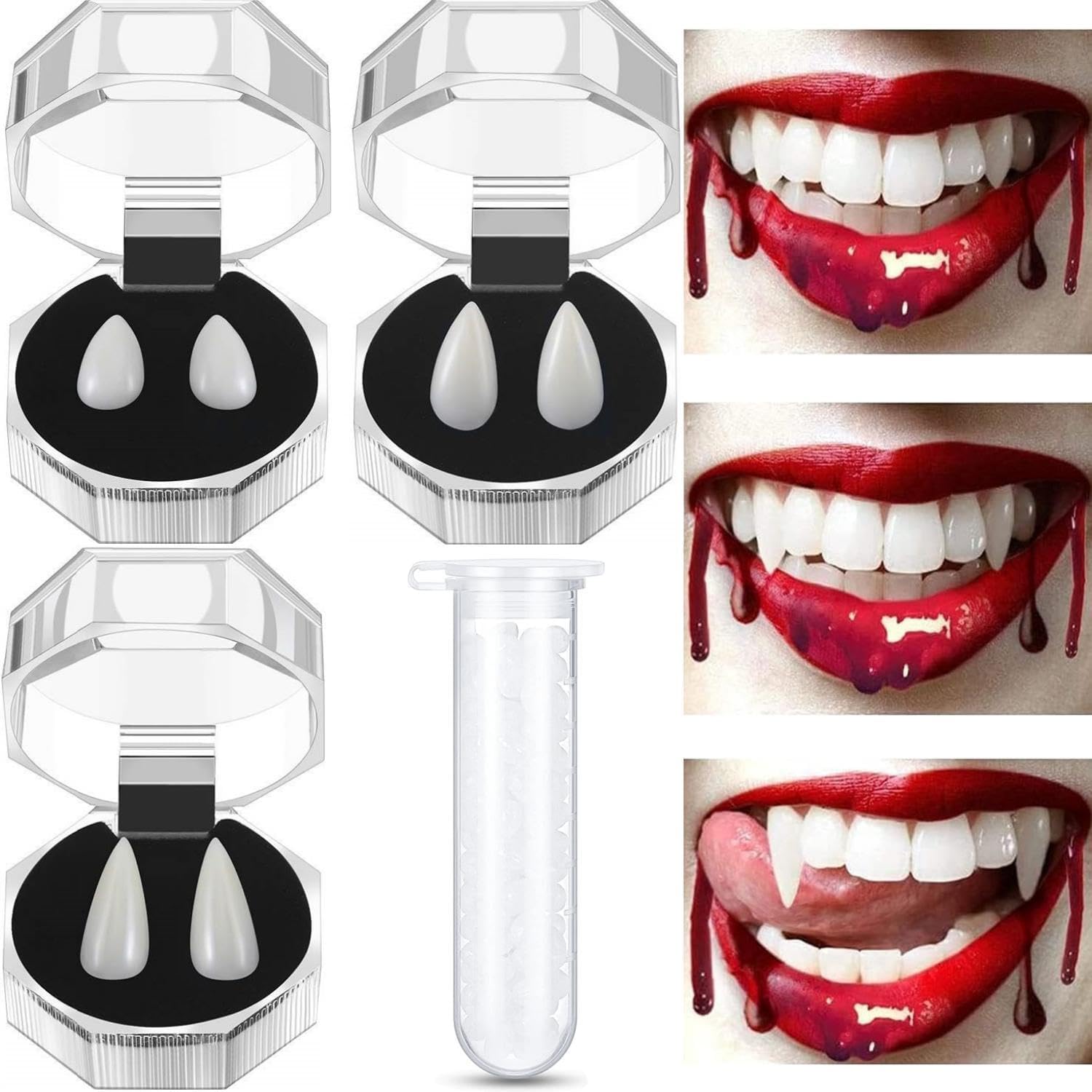 Amazon.com: VOVEA Colmillos de dientes de vampiro de Halloween, dientes ...