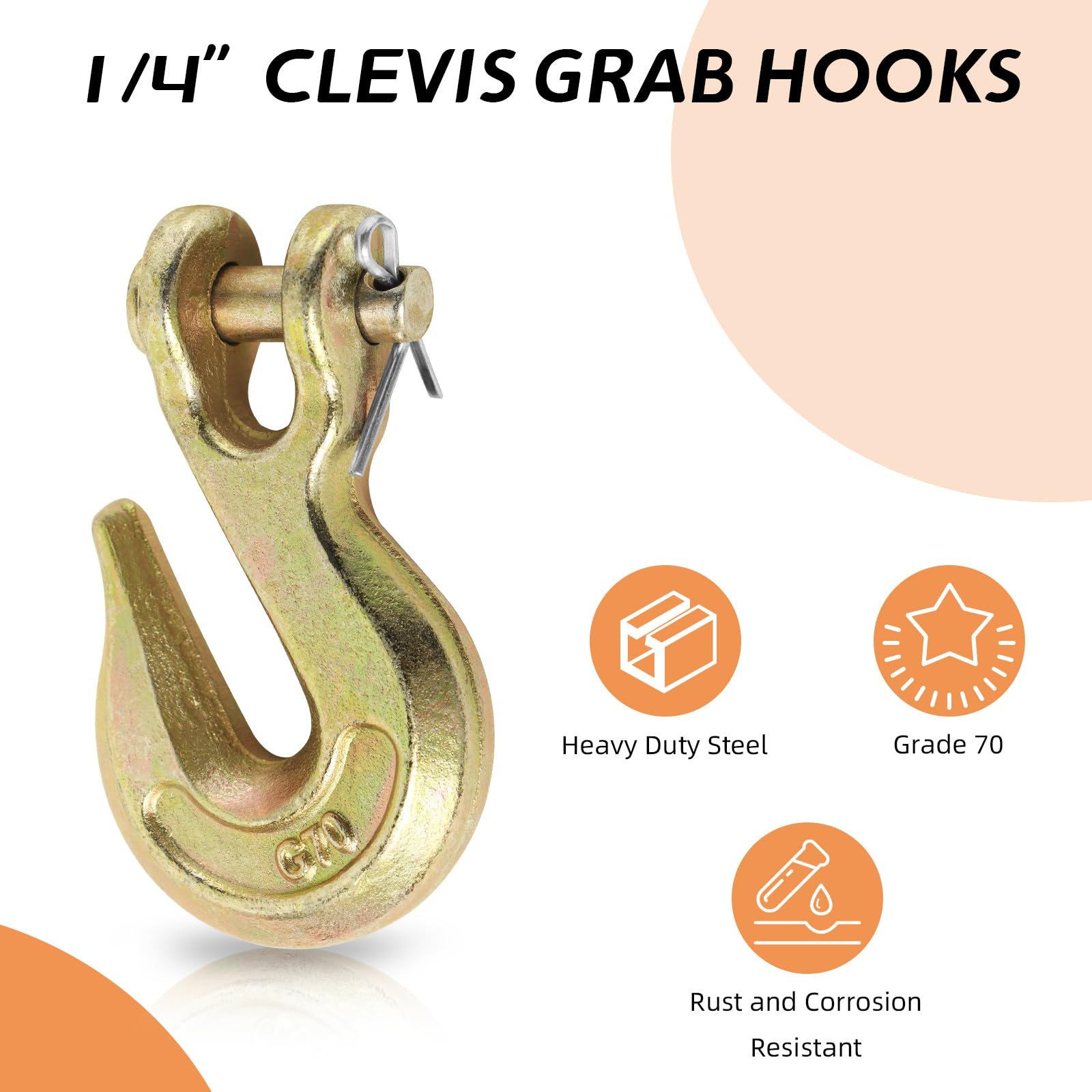 Snapklik.com : PALOZO 1/4 Inch Clevis Grab Hook Pin Clevis Rigging Tow ...