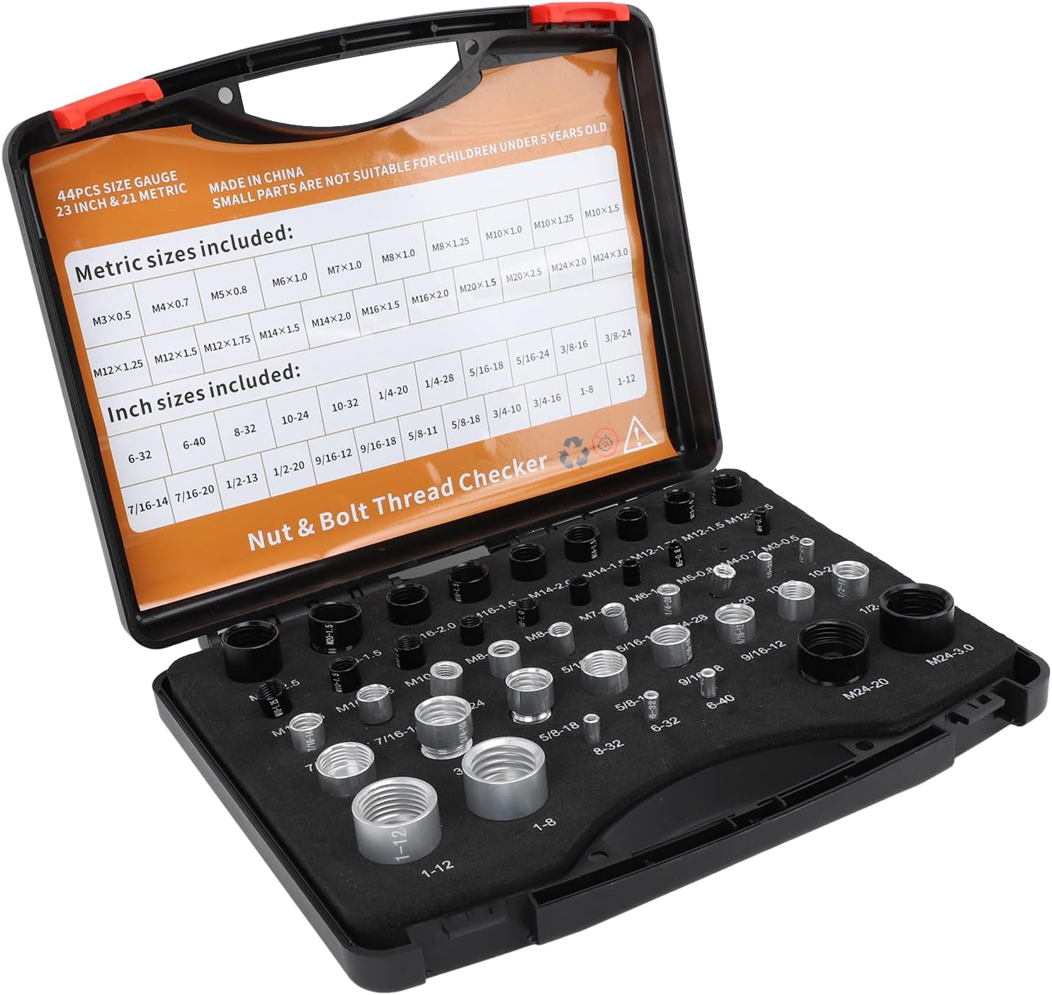 Syrisora 44PCS Nut and Bolt Thread Checker 10B21 Carbon Steel High ...