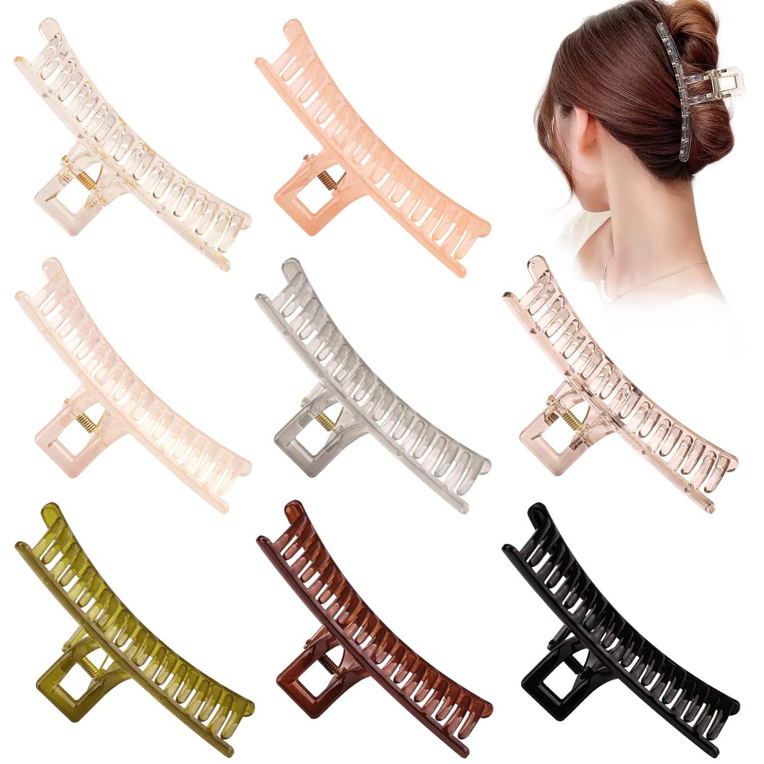 Amazon.com: 8 PCS Jumbo Claw Clips for Thick Long Hair 5.1 Inch Extra ...