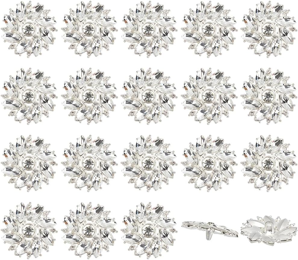 Amazon.com: CRAFTYMELODY 20Pcs Flower Crystal Button Rhinestone Shank ...
