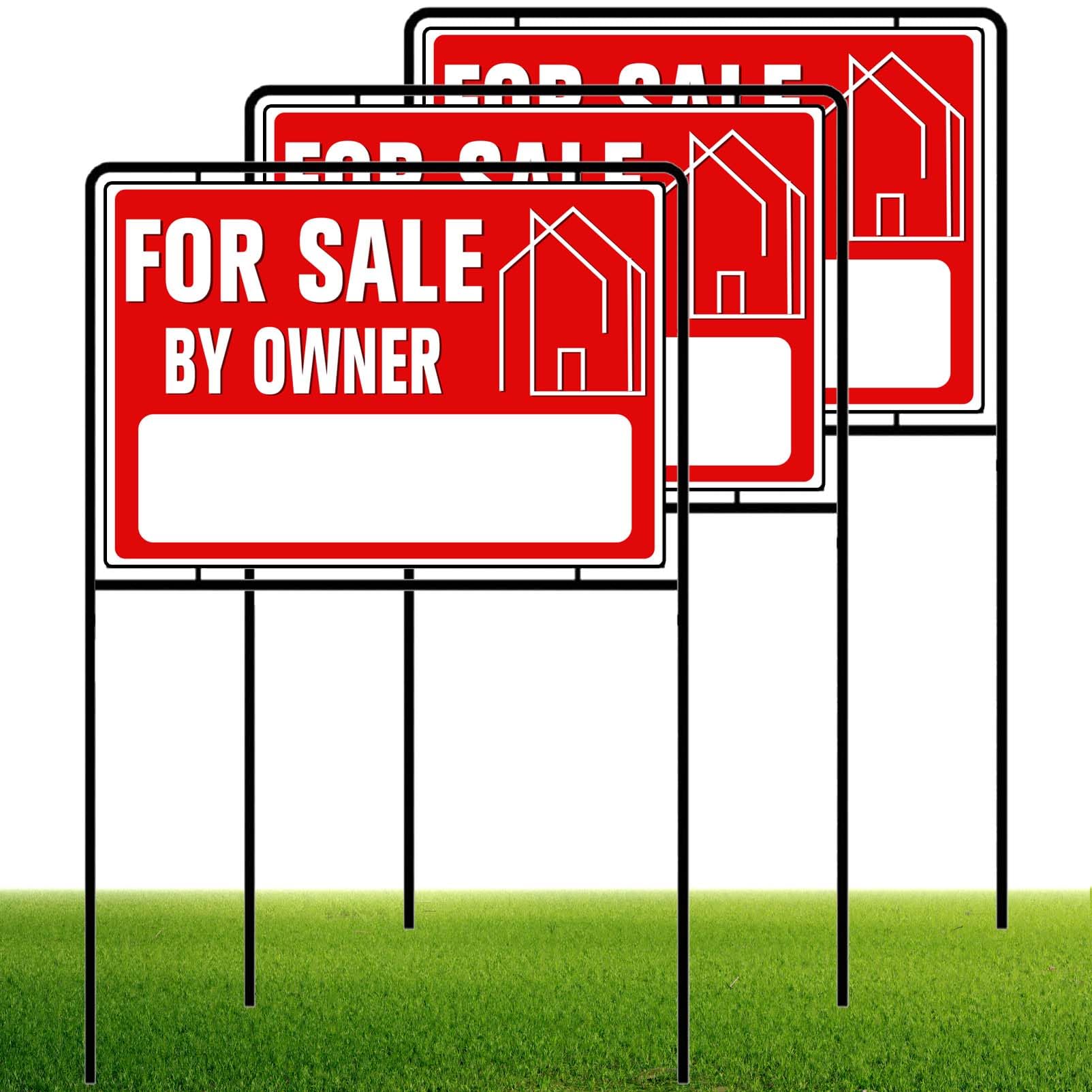 Amazon.com: For Sale By Owner Yard Sign with Stakes, 30 inches High ...