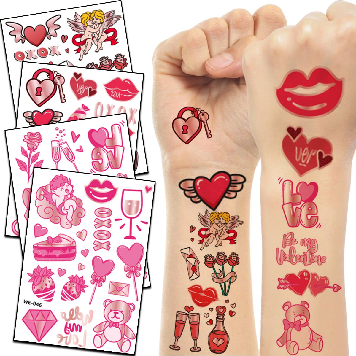 Valentines Temporary Tattoos Sticker Love Heart Tattoos Sticker ...