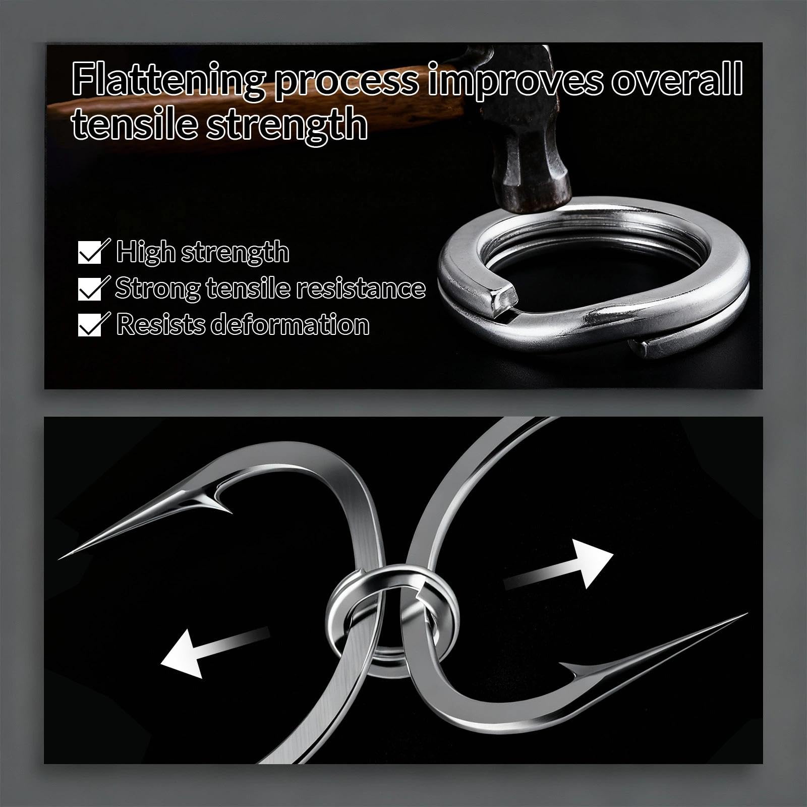 Snapklik.com : FishTrip Split Rings Fishing 50Pcs - Stainless Steel ...