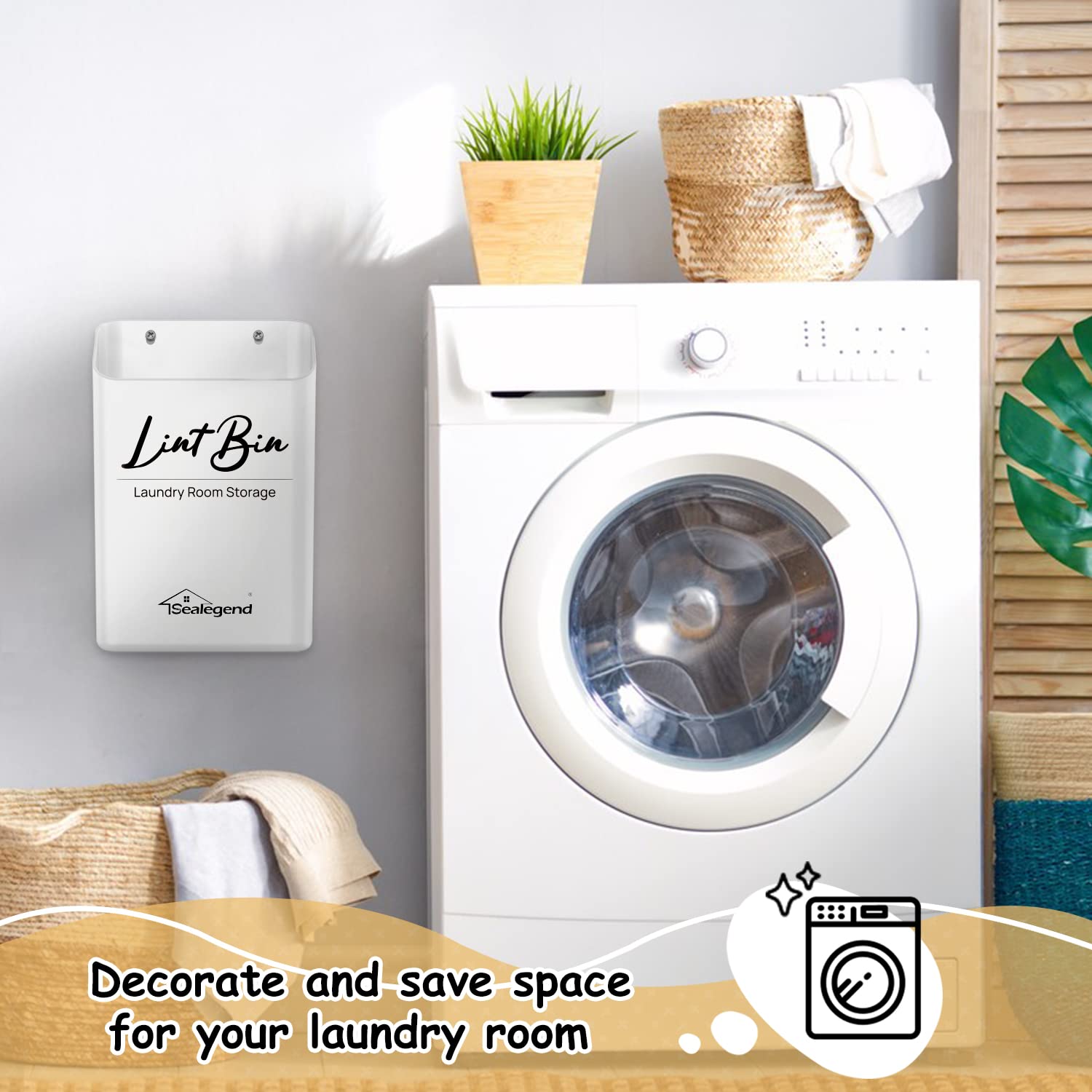 Snapklik.com : Magnetic Lint Bin Lint Trash Can For Laundry Room ...