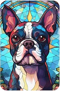 Amazon.com: Boston Terrier Stained Dog Breed Glass Art Acrylic Fridge ...