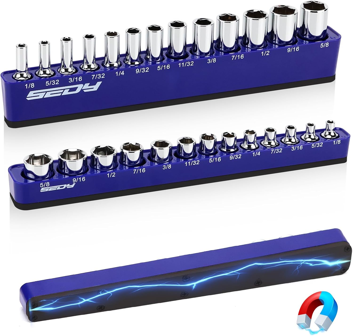 Amazon.com: 2-Piece 1/4"-Drive SAE Magnetic Socket Organizer Set (Holds ...
