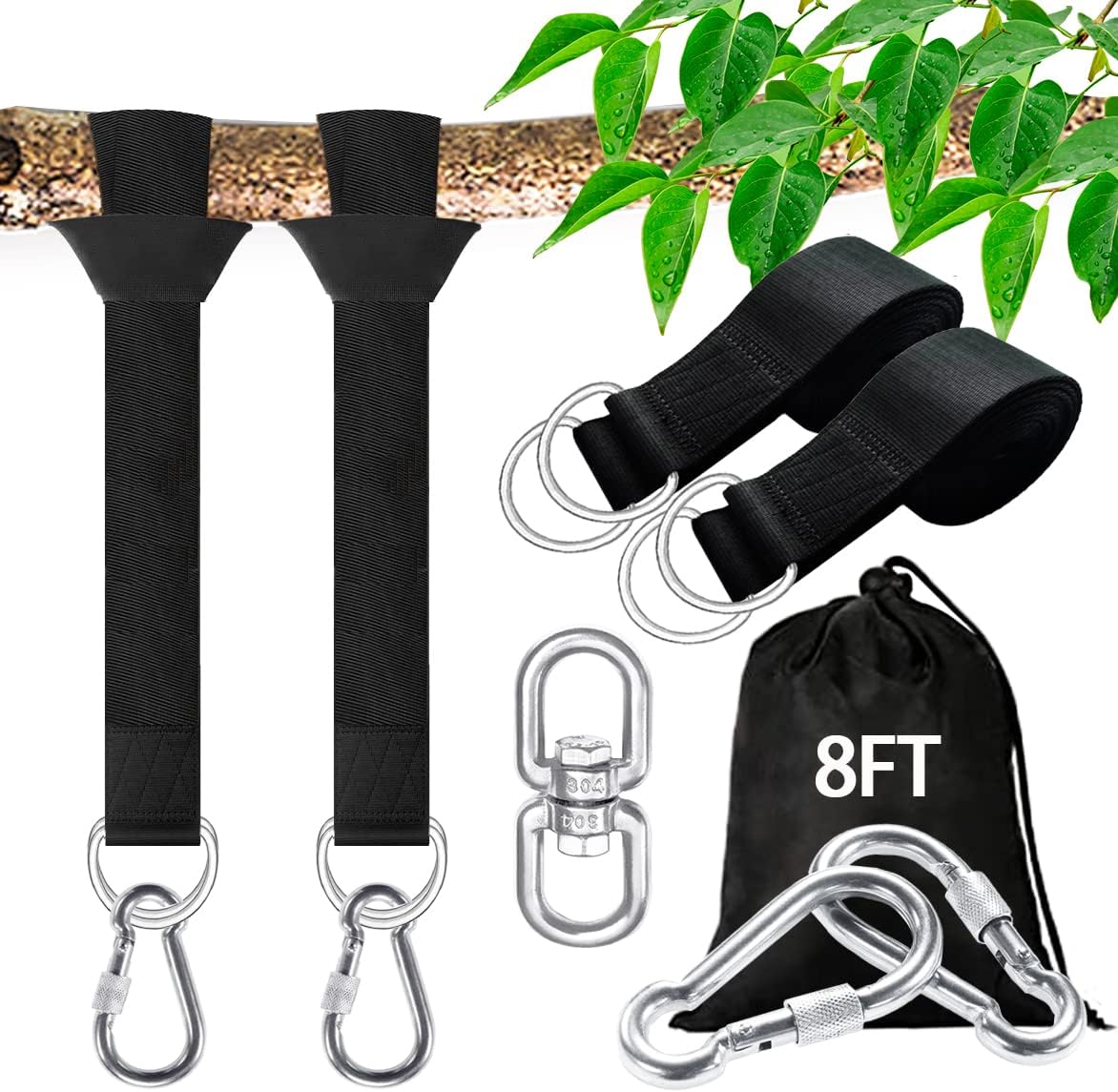 Amazon.com: Veriluck Double Thickened Tree Swing Strap Hanging Kit ...