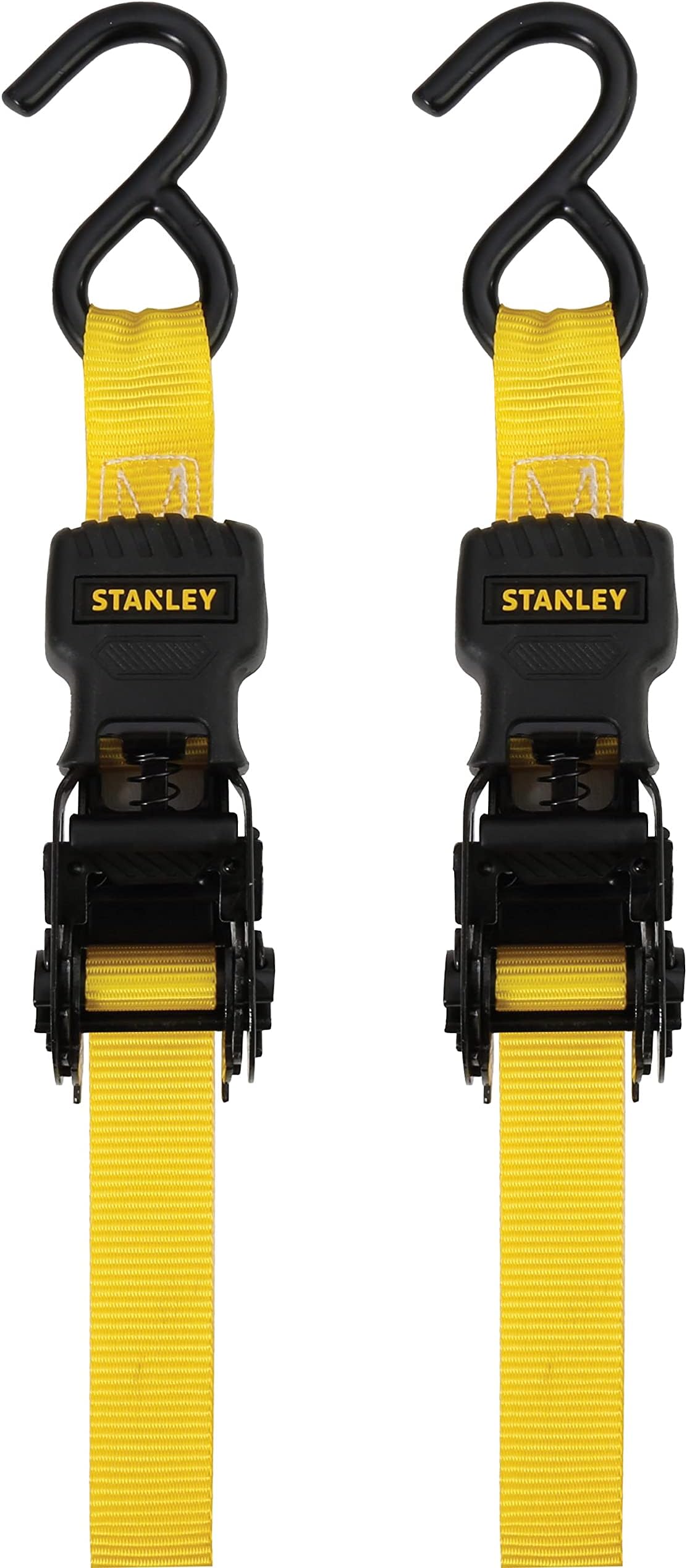 Stanley S10002 Black/Yellow 1" x 10' Ratchet Tie Down Straps - Light ...