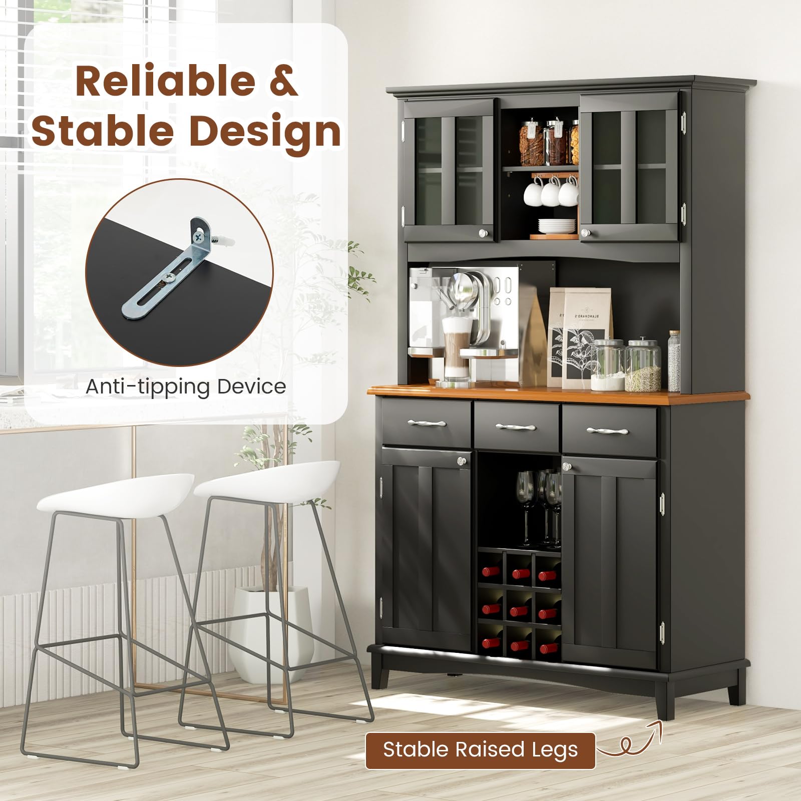 Free Standing Bar Cabinet Hutch Freestanding Kitchen Cabinet With Wine