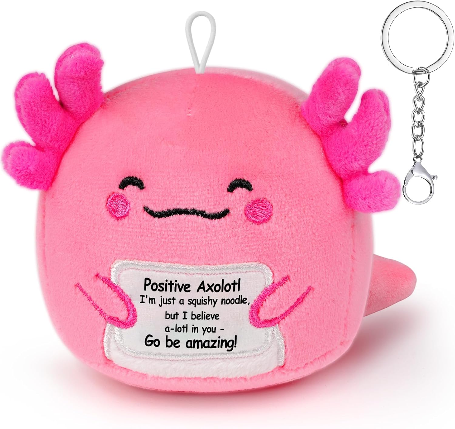 Amazon.com: Puffpals Positive Axolotl with Cute Keychain, Emotional Support Animals ...