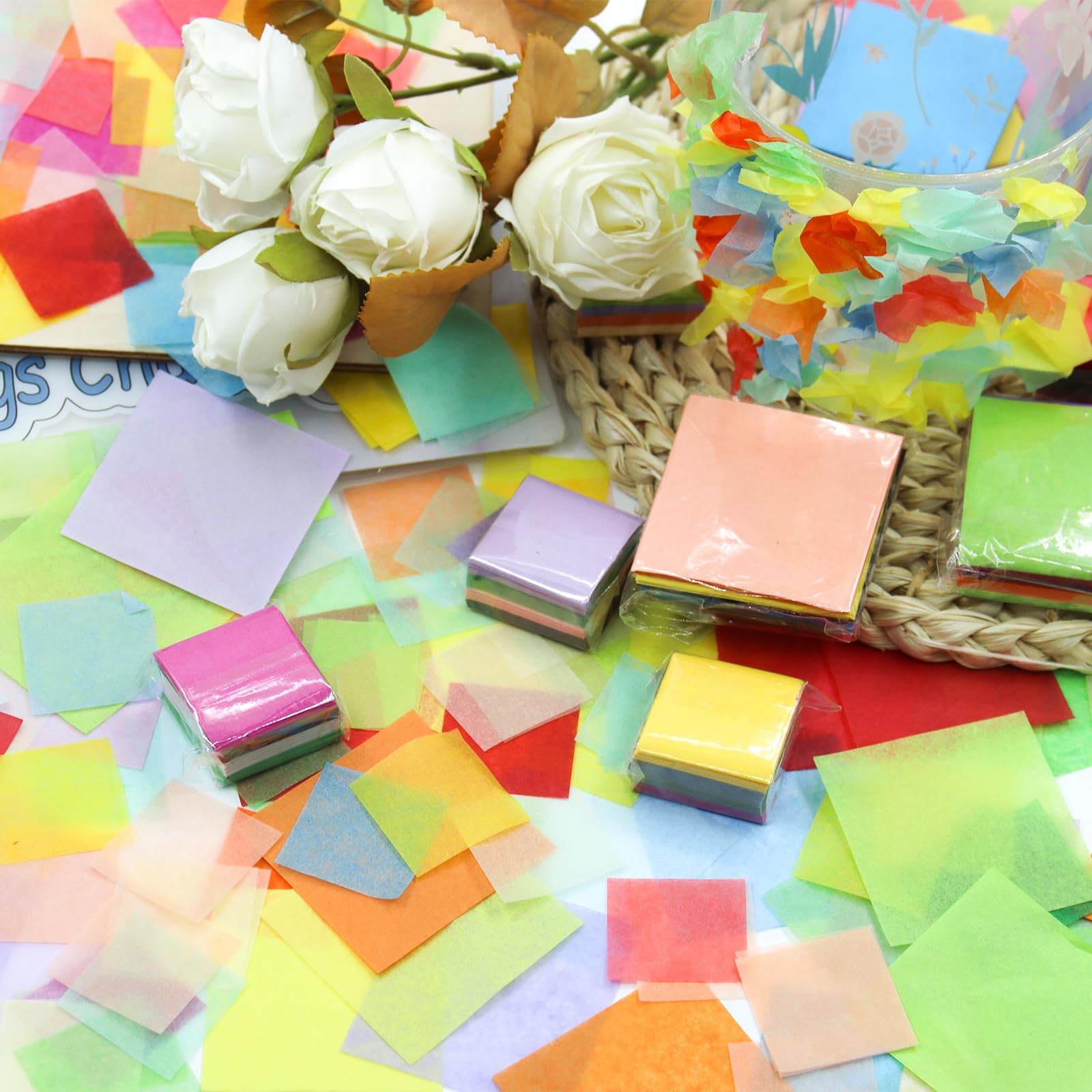 Snapklik.com : 8000PCS 1 Inch Tissue Paper Squares, 40 Assorted Colored ...