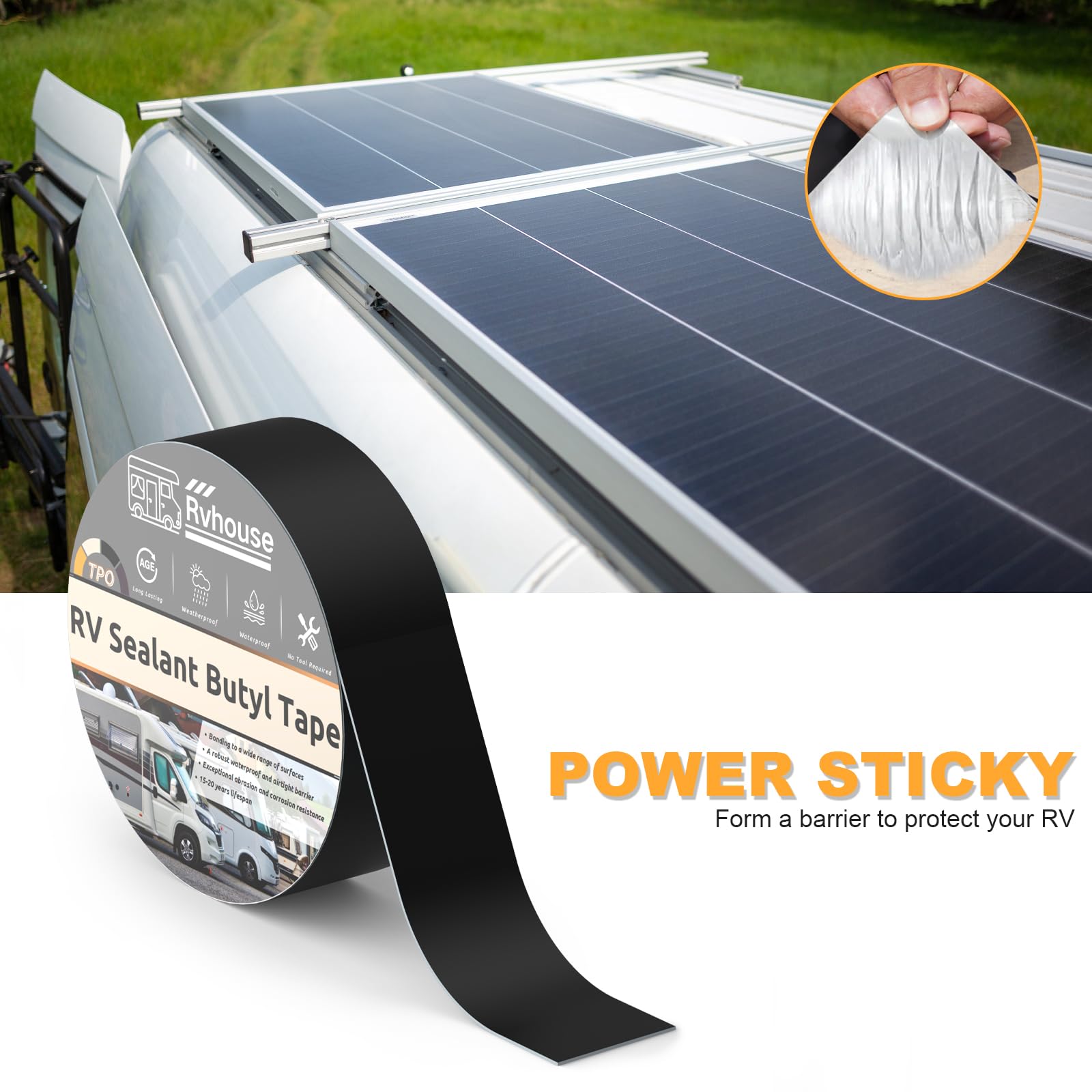 Snapklik.com : Rvhouse RV Roof Tape 2" X 50 Ft UV Resistant RV Sealant ...