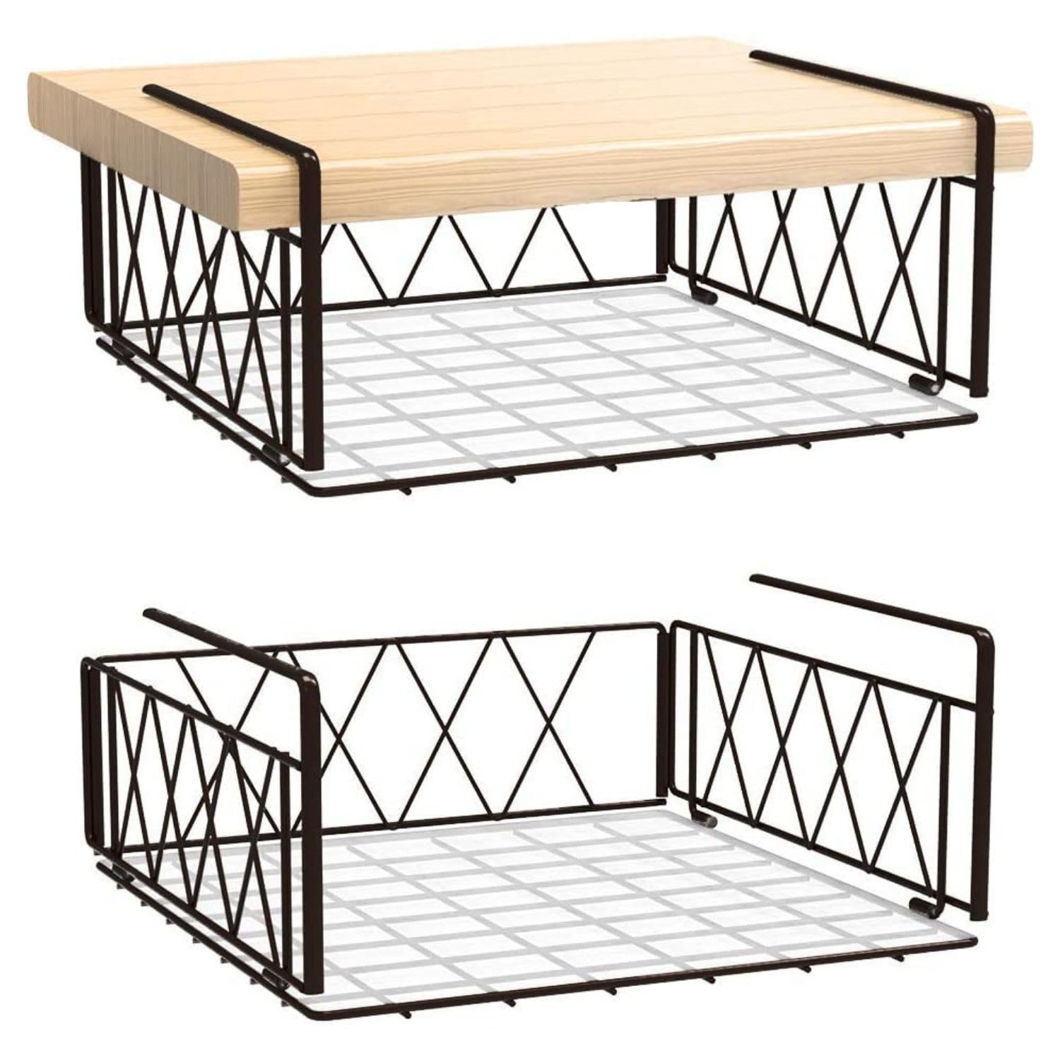 Go Hooked 12 Inch Undershelf Storage Basket Under Cabinet Storage Organizer 2 Pcs Black Space ...