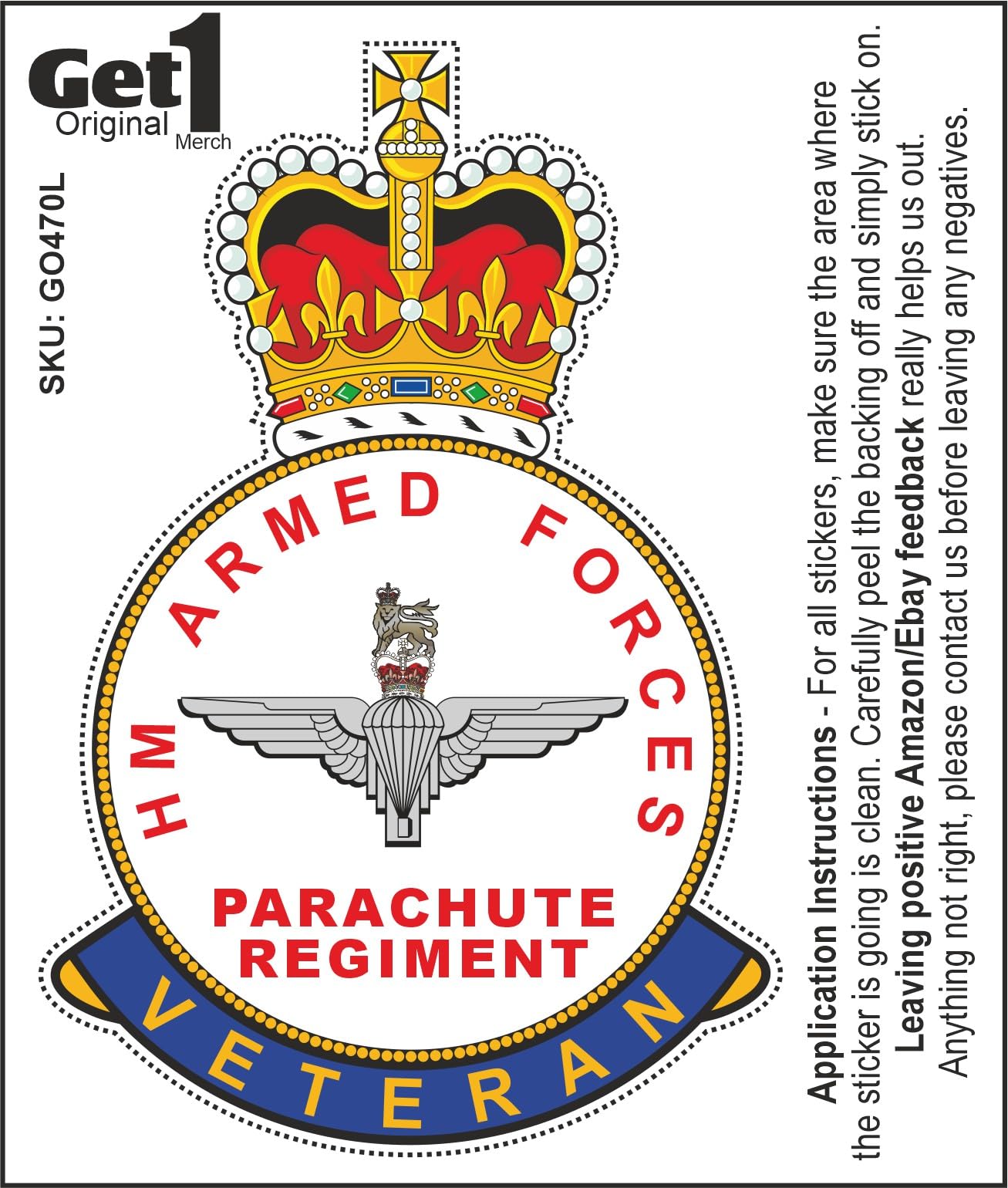 Parachute Regiment Paras Veteran Cap Badge Car Sticker - Also for ...