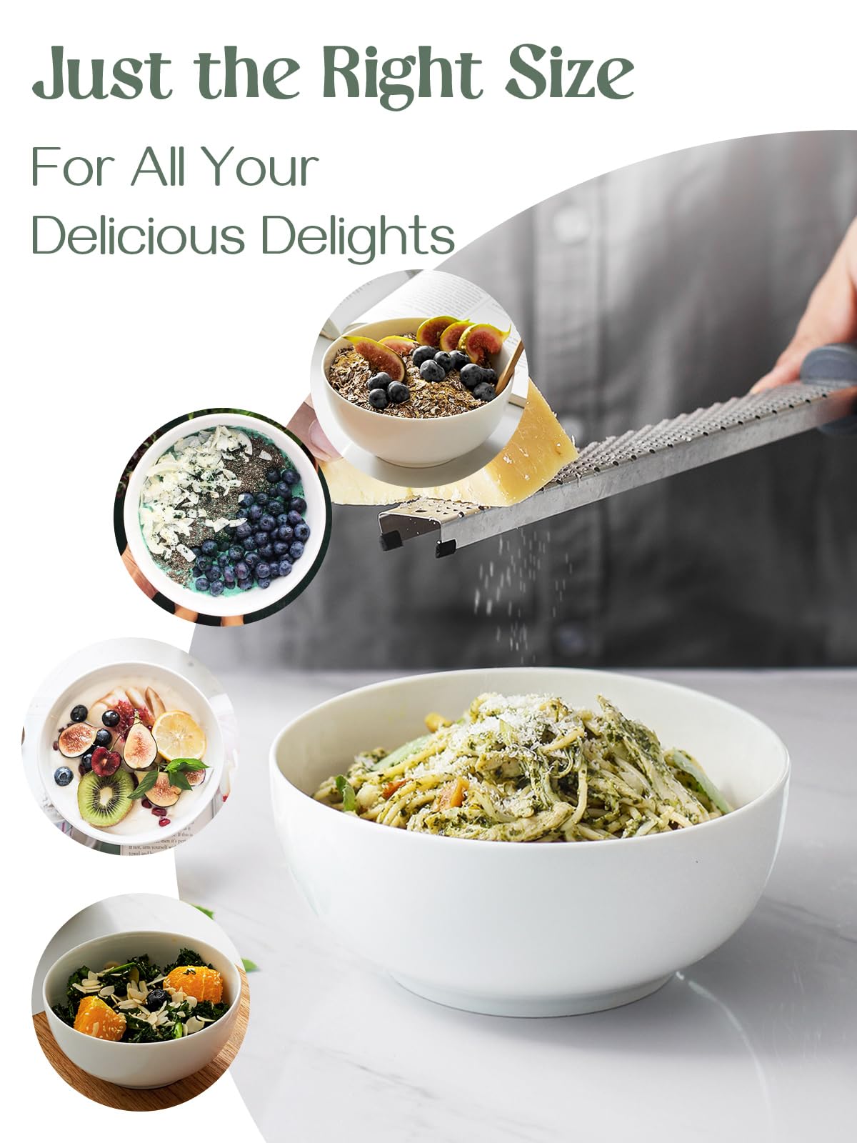 Snapklik.com : DOWAN 39 OZ Large Deep Bowls Set Of 4-7 White Ceramic ...