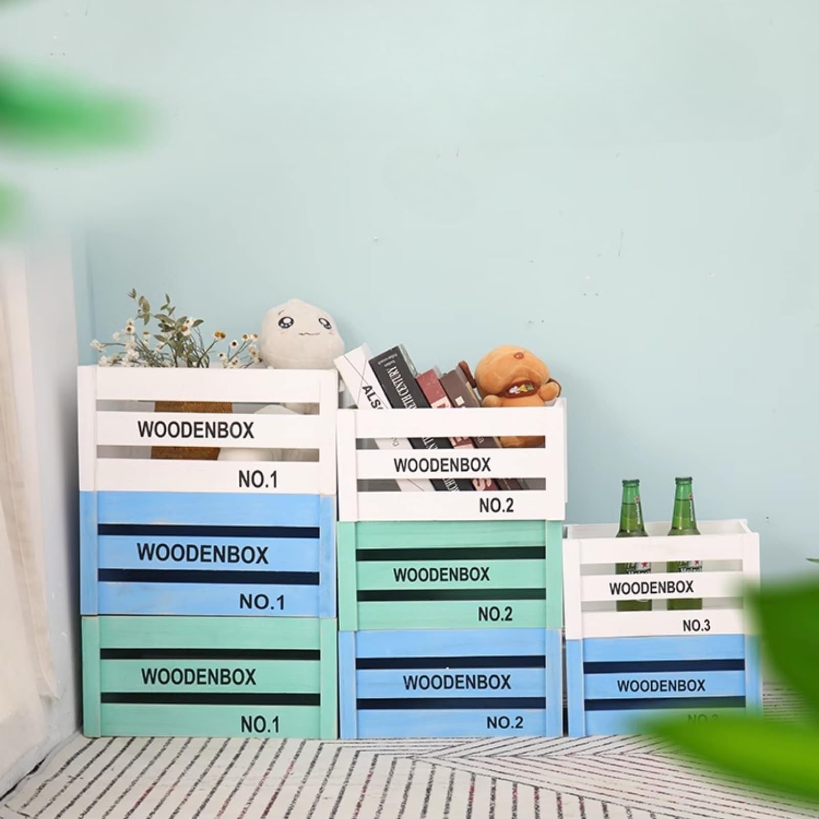 Snapklik.com : Decorative Wood Crates, 3 Pack Nesting Crates Farmhouse ...