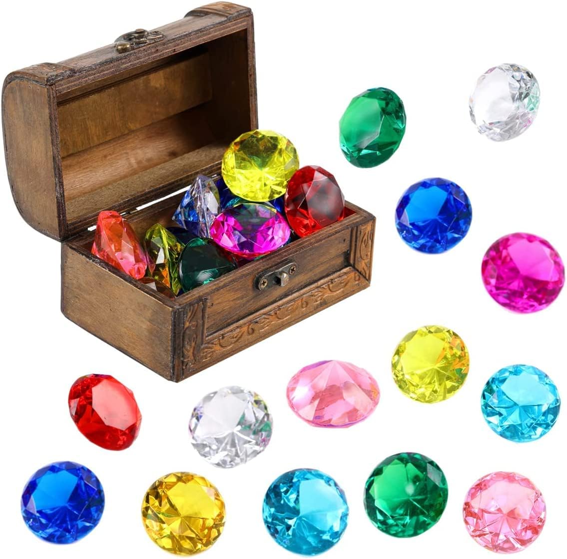 Diving Gem Pool Set, 10 PCS Multicolor Big Acrylic Diamond with Box for ...