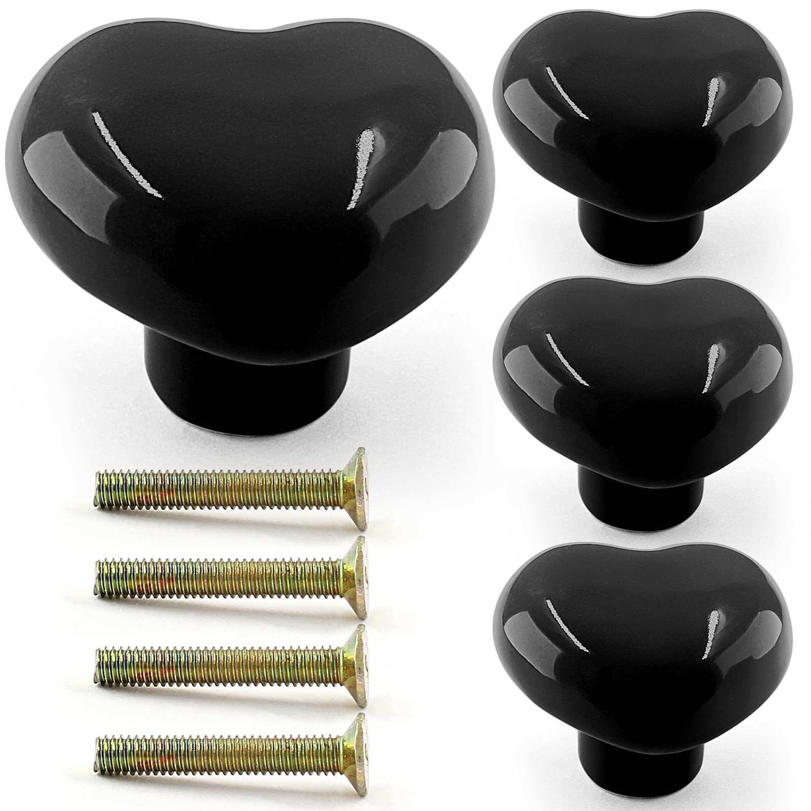 Snapklik.com : Seimneire 4 Pcs Heart Shape Cabinet Knobs, Ceramic Drawer Pulls Knobs, Lovely ...