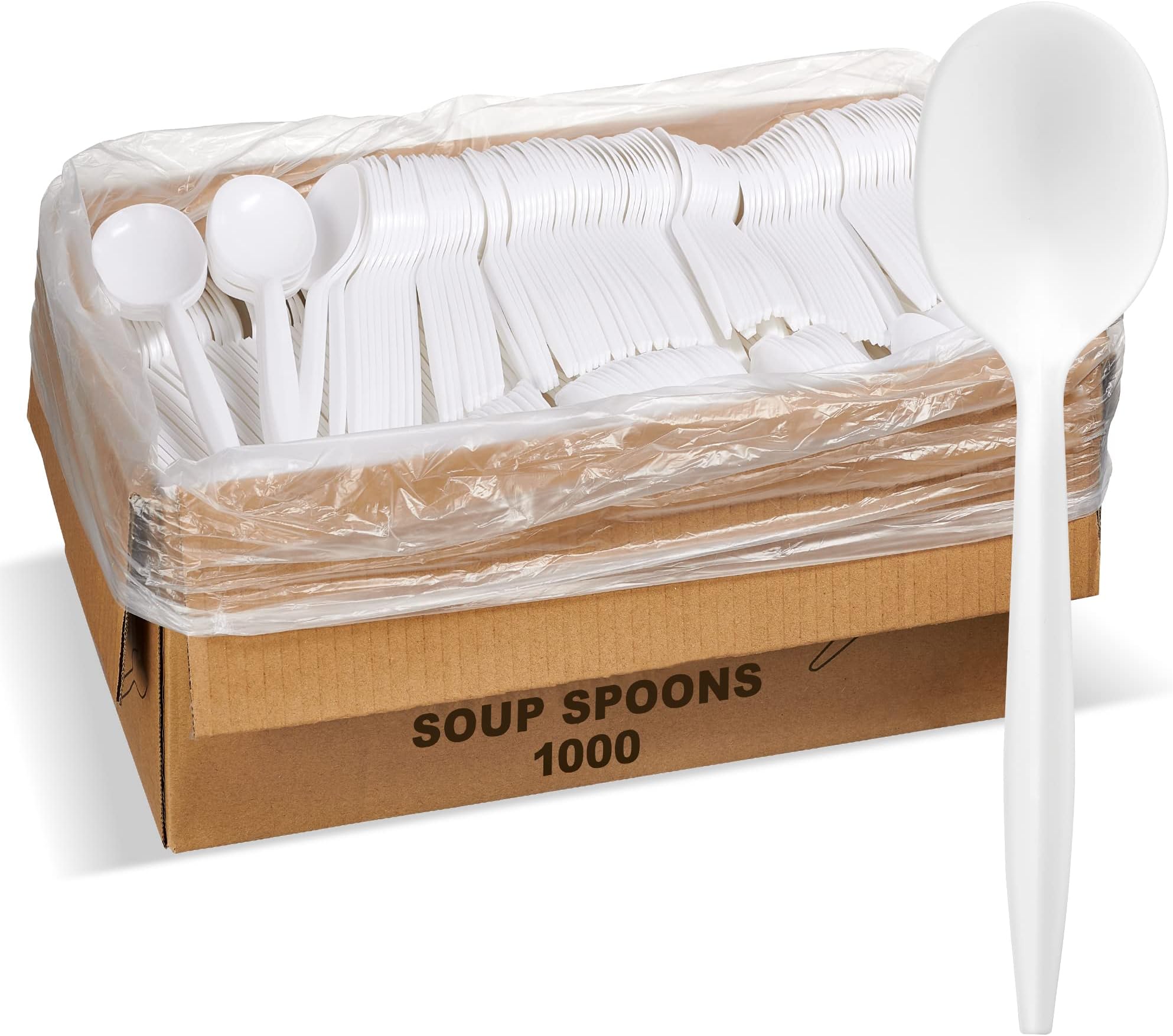 Amazon.com: 1,000 Plastic Disposable Soup Spoons Bulk White Medium ...