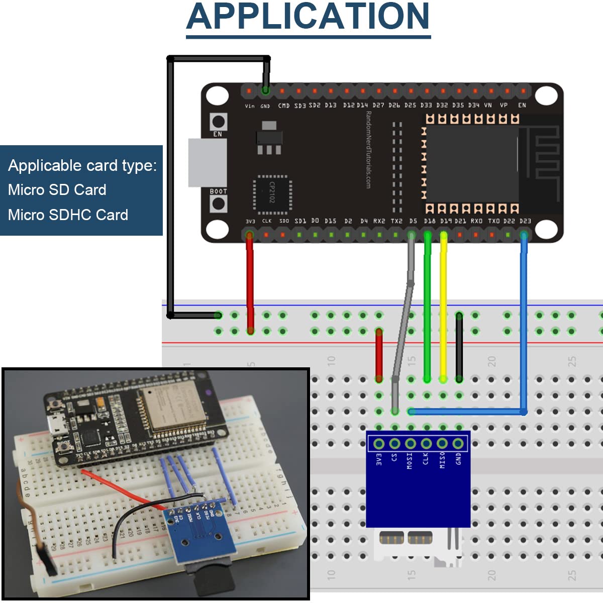 SPI Interface Module 5-Pack Micro SD Card Reader Modules With Cables ...