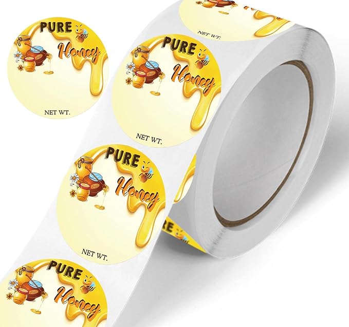 Amazon.com : 1.5 inch Pure Honey Bottle Label Homemade Honey Net Weight ...