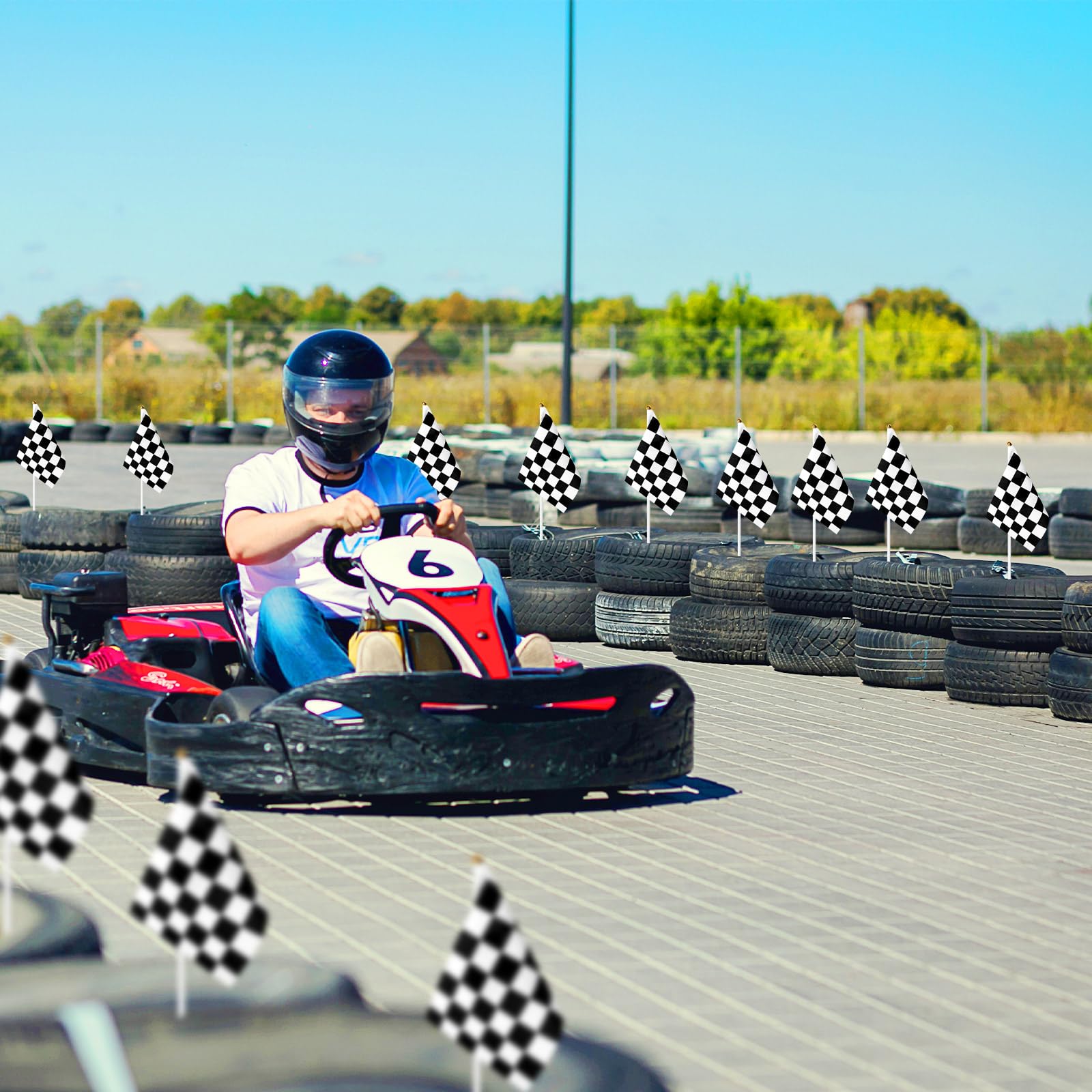 Snapklik.com : Checkered Flag, 160Pcs Black And White Racing Stick Flag ...